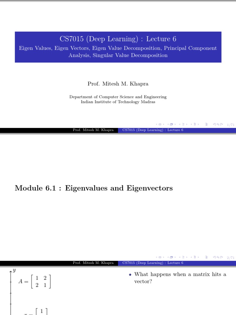 CS7015 (Deep Learning) : Lecture 6 | PDF | Eigenvalues And Eigenvectors | Operator Theory