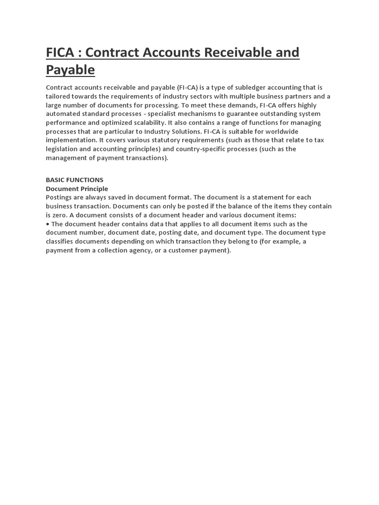FICA - Contract Accounts Receivable and Payable | PDF | Debits And ...