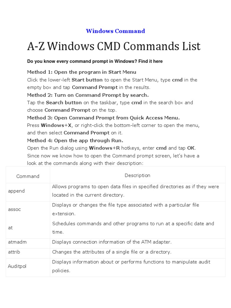 Windows Command | PDF | Command Line Interface | Computer File