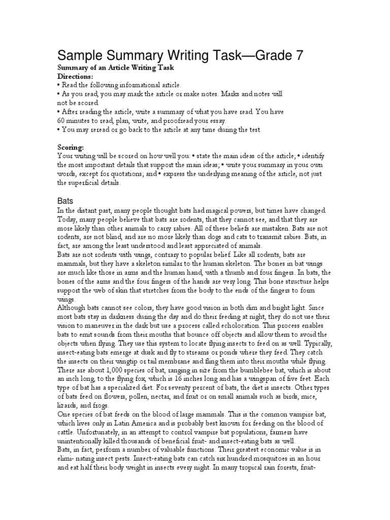 Summary Writing Example