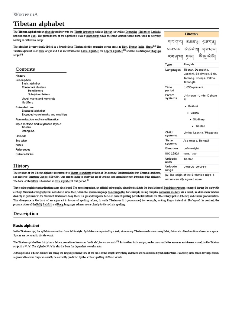 Tibetan Alphabet | PDF | Notation | Symbols