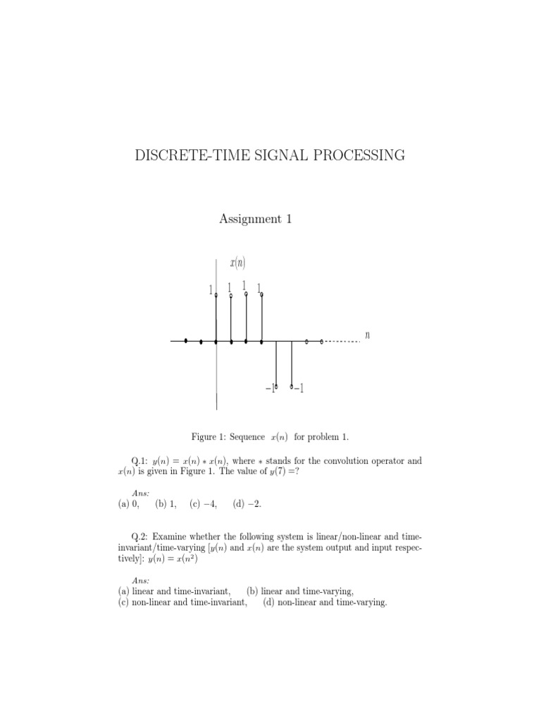 Discrete Time Signal Processing Assignment 1 Pdf