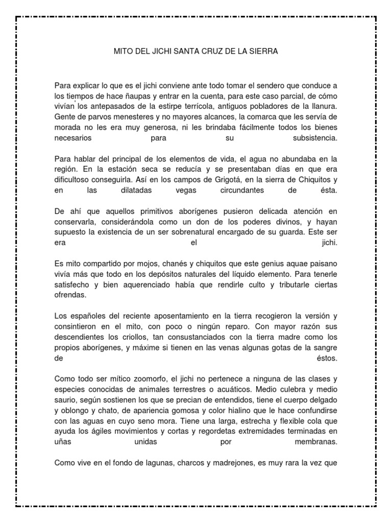 Mito Del Jichi Santa Cruz de La Sierra | PDF | Naturaleza