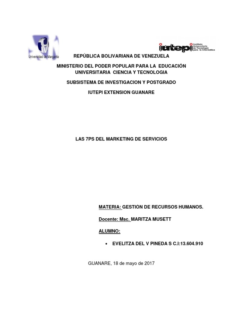 Las 7Ps Del Marketing de Servicios | Descargar gratis PDF | Marketing | Producto (Negocio)