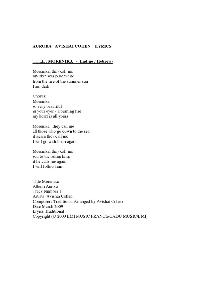 Aurora Lyrics English | PDF | Songs