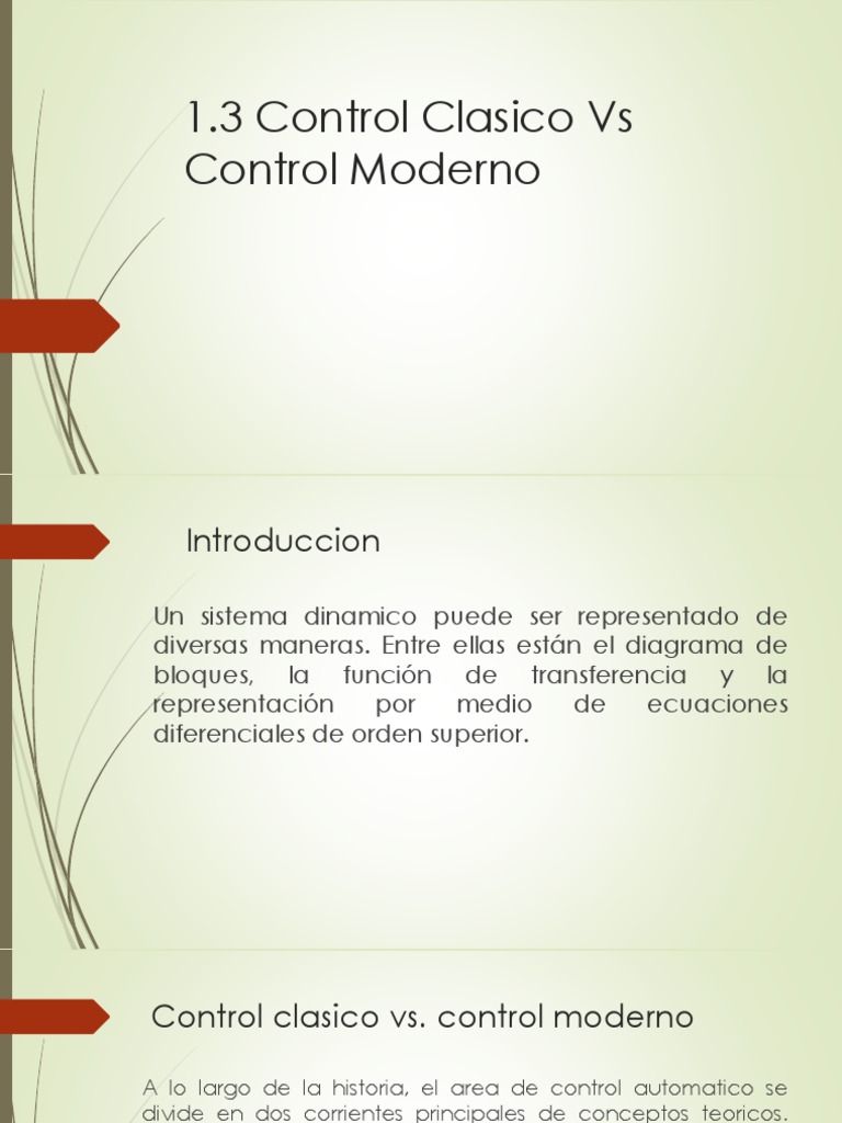 1.3 Control Clasico Vs Control Moderno | Realimentación | Sistema de ...