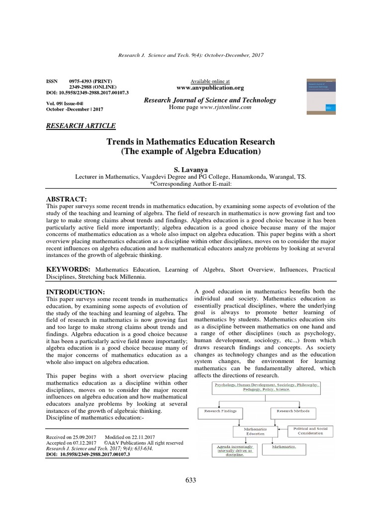 Trends in Mathematics Educatio | PDF | Algebra | Teaching Mathematics