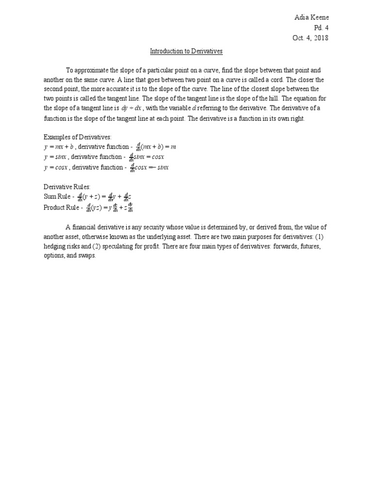 Understanding Derivatives and Their Functions | PDF