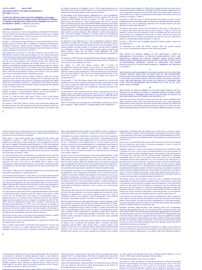 Prov Rem Injunction Cases | PDF | Injunction | Lawsuit