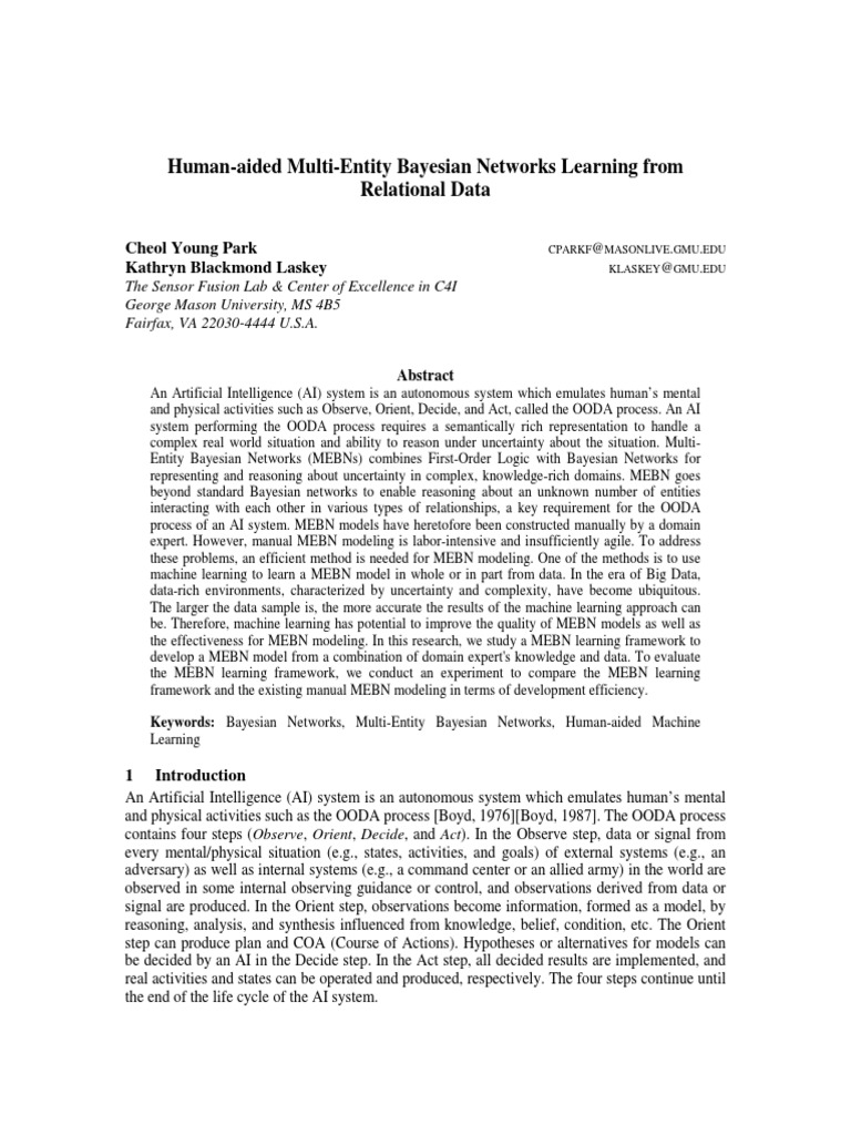 Human-Aided Multi-Entity Bayesian Networks Learning From Relational Data | PDF | Bayesian ...