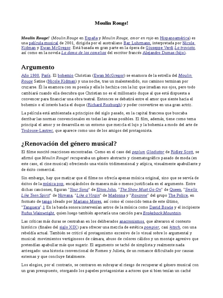 Amor y Música en Moulin Rouge! | PDF | Entretenimiento (general)
