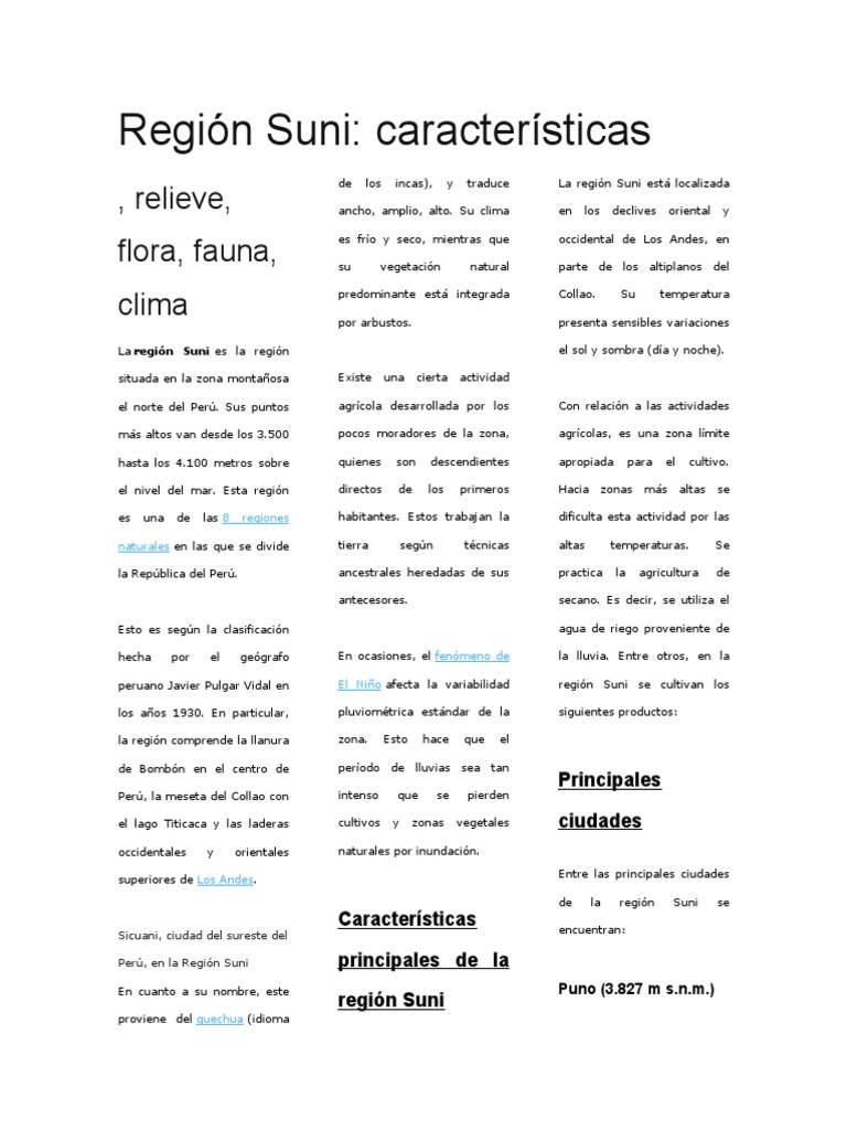 Región Suni | PDF | Naturaleza