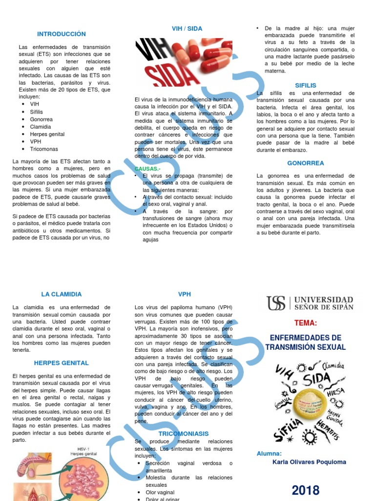 Triptico Enfermedades de Transmision Sexual | PDF | Infección transmitida sexualmente | VIH / SIDA