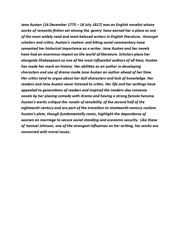 Jane Austen: Influential English Novelist | PDF | General Fiction
