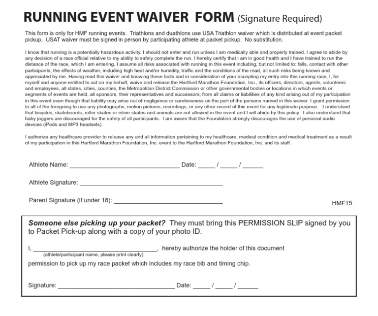 Running Event Waiver Form | PDF | Fee | Credit Card
