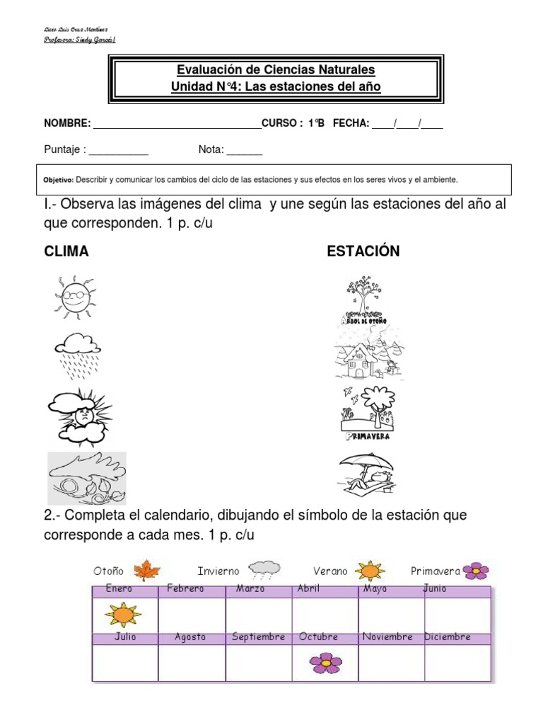 Prueba Estaciones Del Año