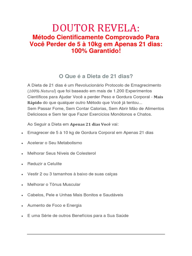 Protocolo de emagrecimento de 21 dias promete fazer você perder de 5 a ...