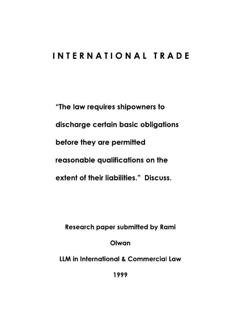 Shipowner's Liability - The UK Law | PDF | Bill Of Lading | Contractual ...