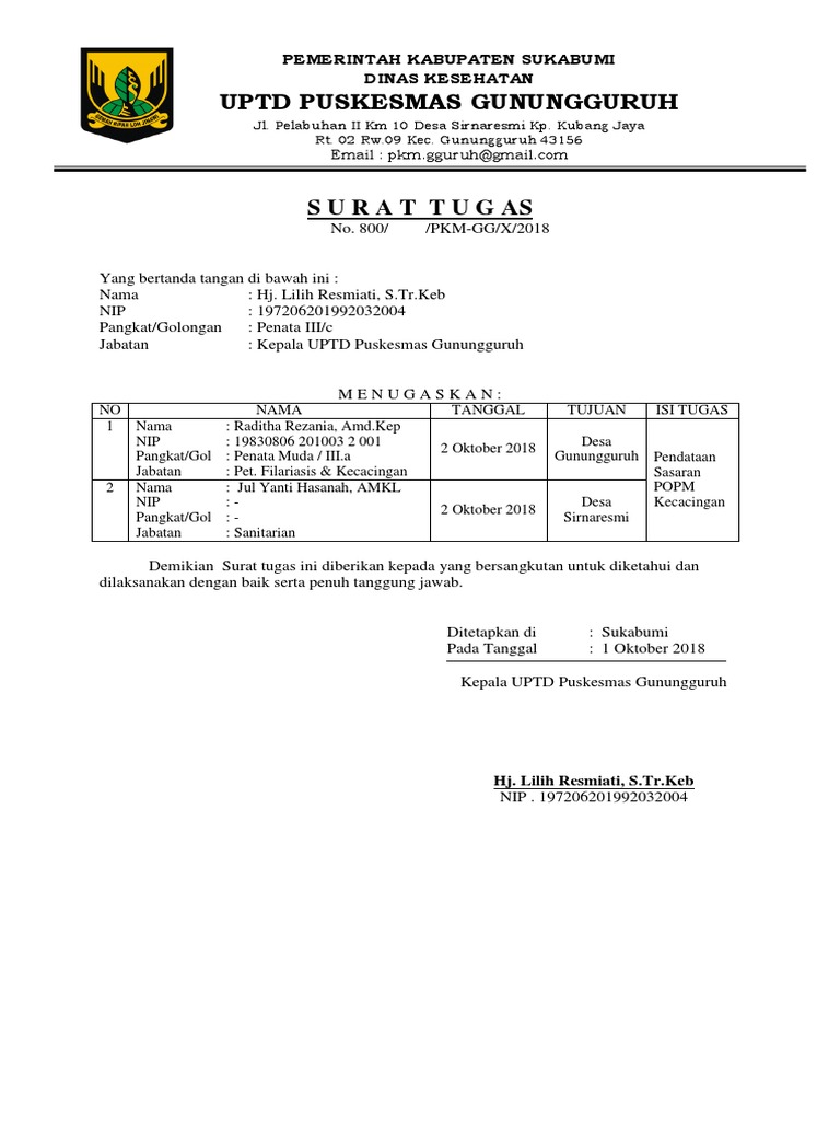 Contoh Surat Tugas Pendataan | PDF