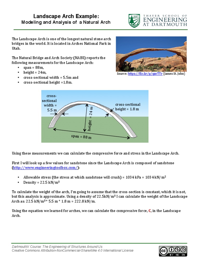Landscape Arch Example:: Modeling and Analysis of A Natural Arch | PDF
