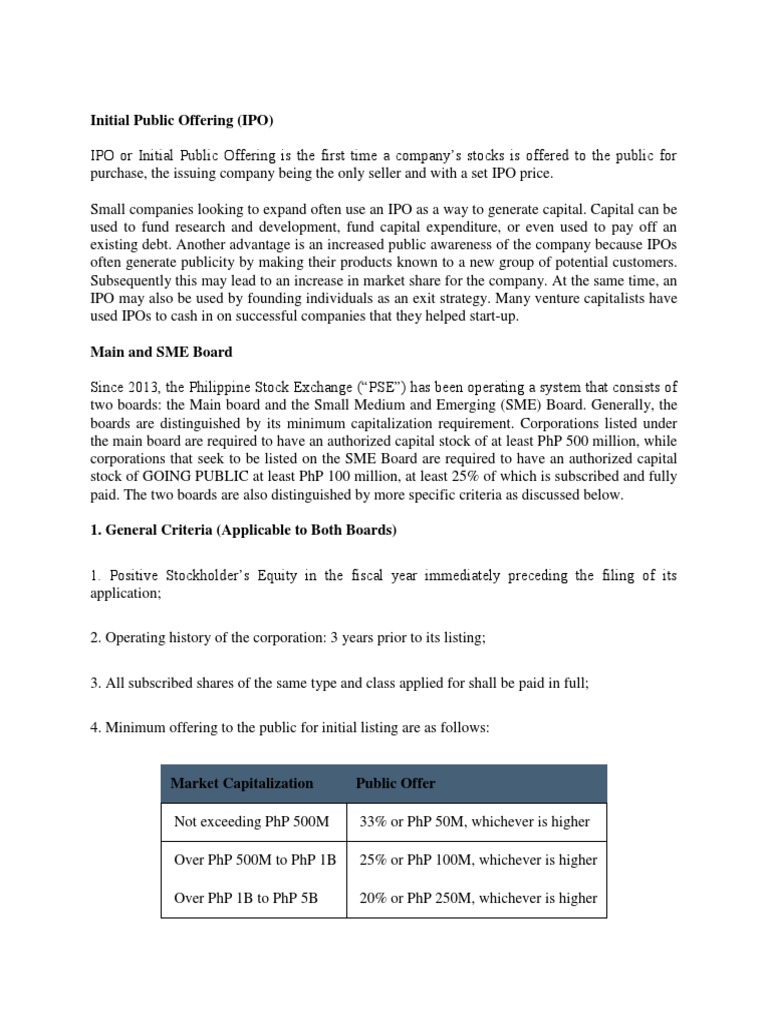 IPO Requirements in the Philippines | PDF | Initial Public Offering ...