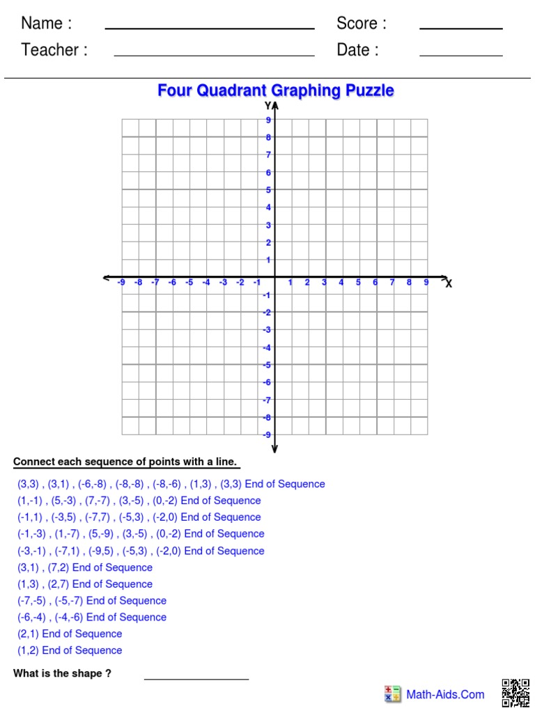Four Quadrant Graphing Puzzle Worksheet | PDF | Teaching Mathematics