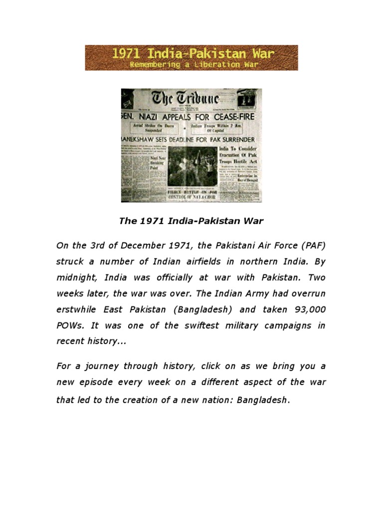 The 1971 India - Pakistan War | PDF | Pakistan Army | Pakistan