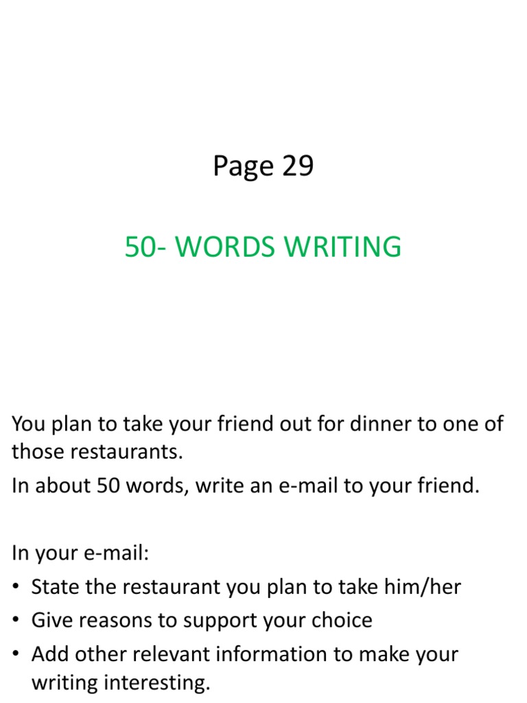 50 Words Writing | PDF