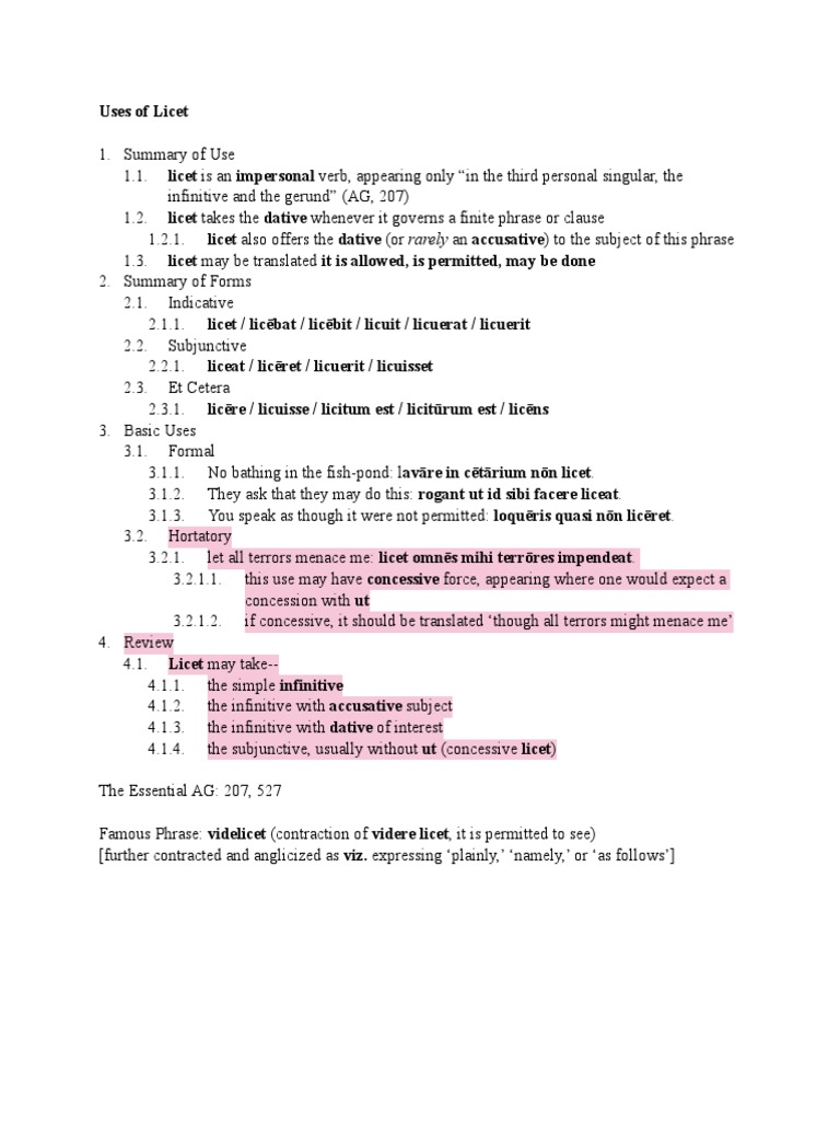 Understanding Licet in Latin Usage | PDF
