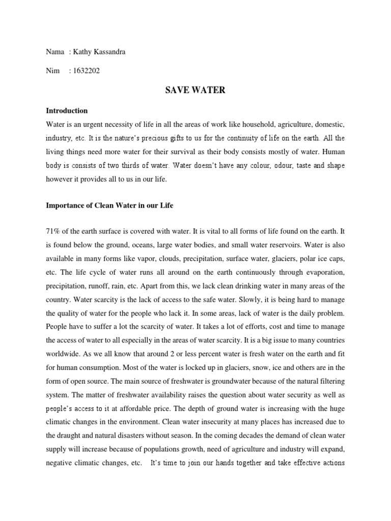 Article About Save Water | PDF | Fresh Water | Water Scarcity