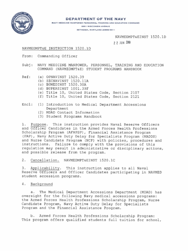 Navy HPSP Student Handbook PDF | PDF | G.I. Bill | Irs Tax Forms