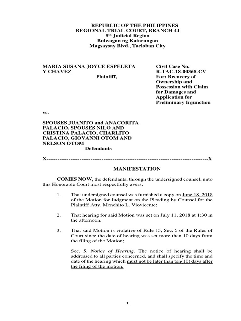 Manifestation | PDF | Legal Procedure | Lawsuit