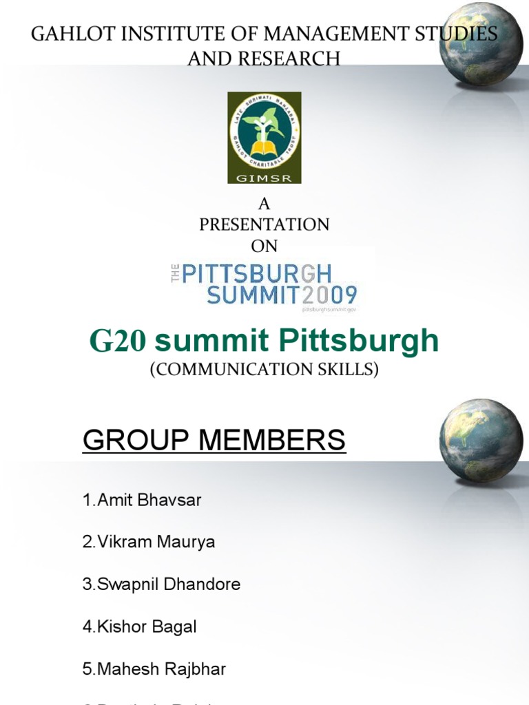 G20 Summit Pittsburgh: Gahlot Institute of Management Studies and ...