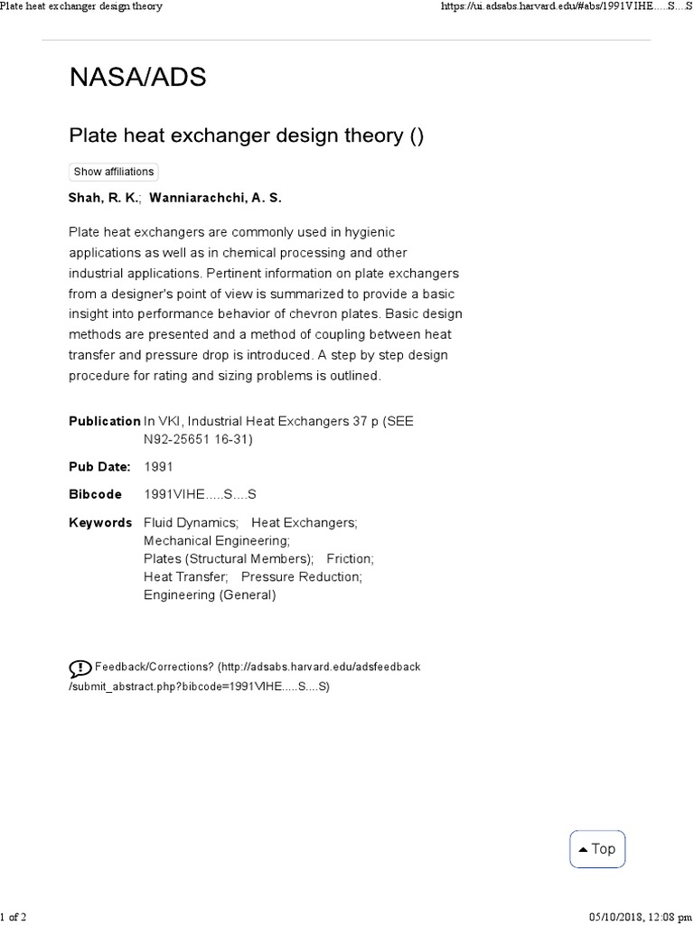 Plate Heat Exchanger Design Theory | PDF