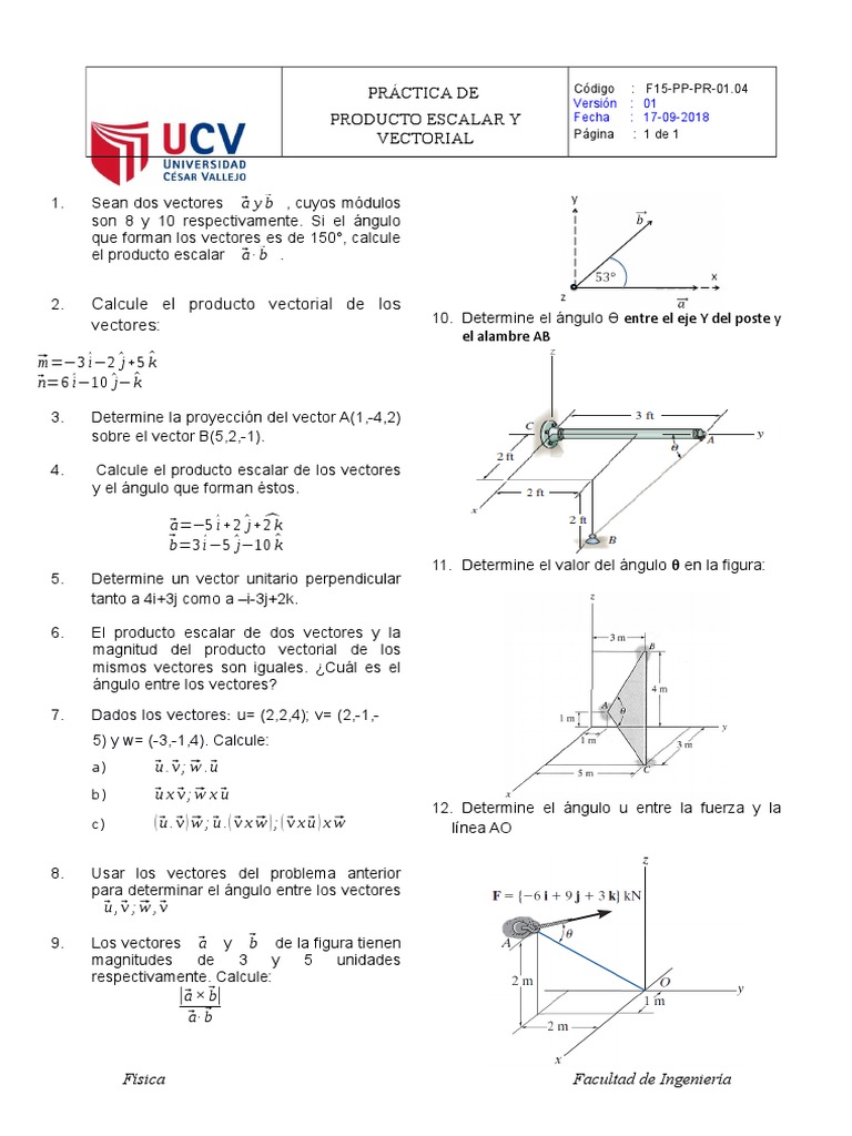 Práctica de Producto Escalar y Vectorial | PDF | Vector Euclidiano | Álgebra abstracta