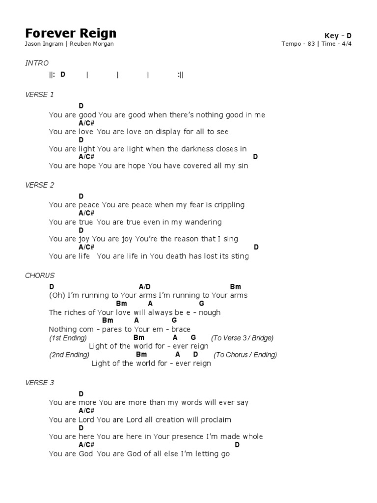 Forever Reign Chords | PDF | Song Structure | Entertainment (General)