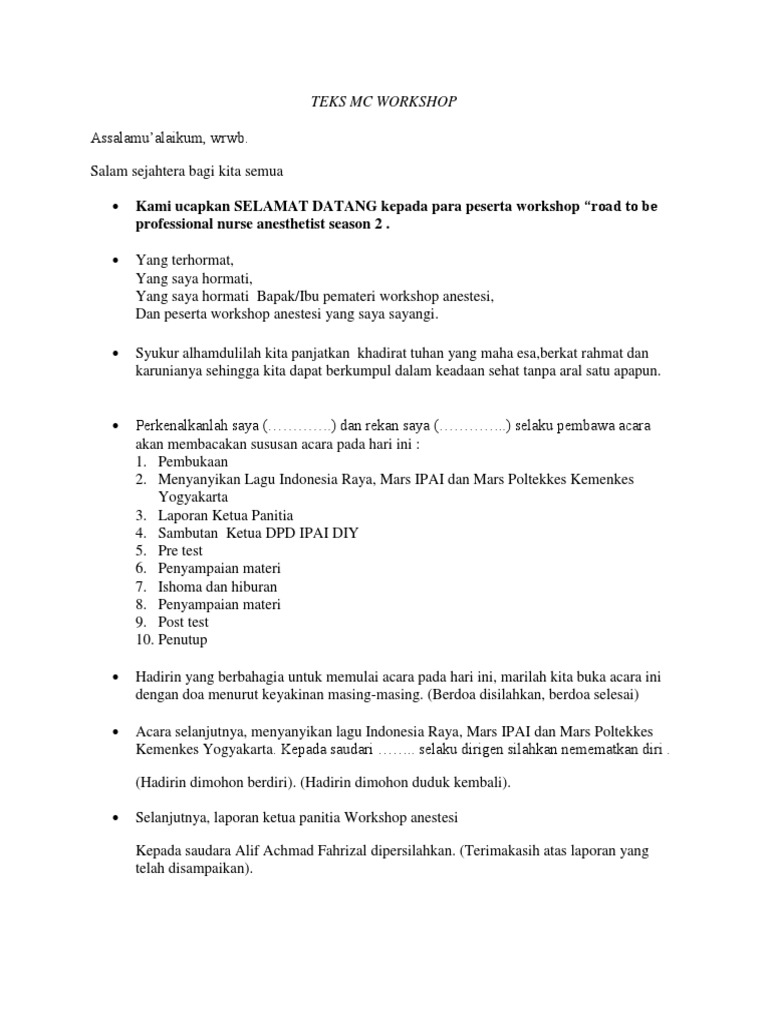 Teks MC Workshop | PDF