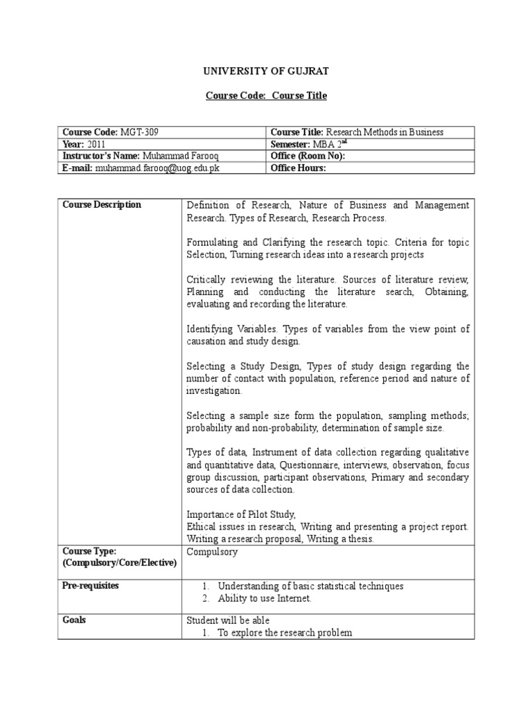 Research Methods in Business Course Guide | PDF | Sampling (Statistics ...