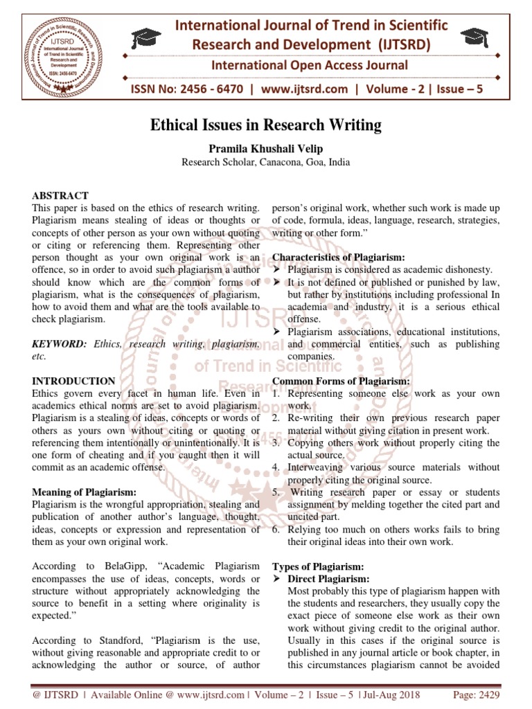 Ethical Issues in Research Writing | PDF | Plagiarism | Citation