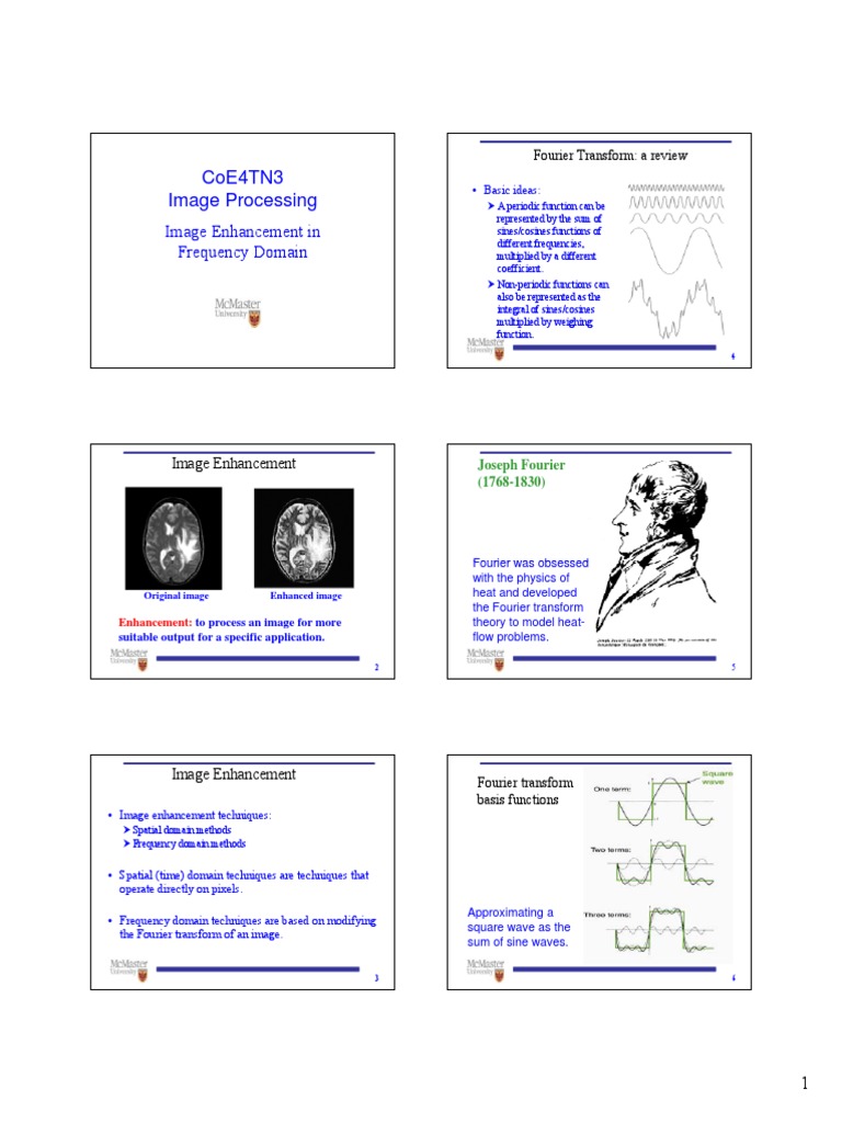 Lecture4 Enhancement Frequency | PDF | Low Pass Filter | Trigonometric Functions