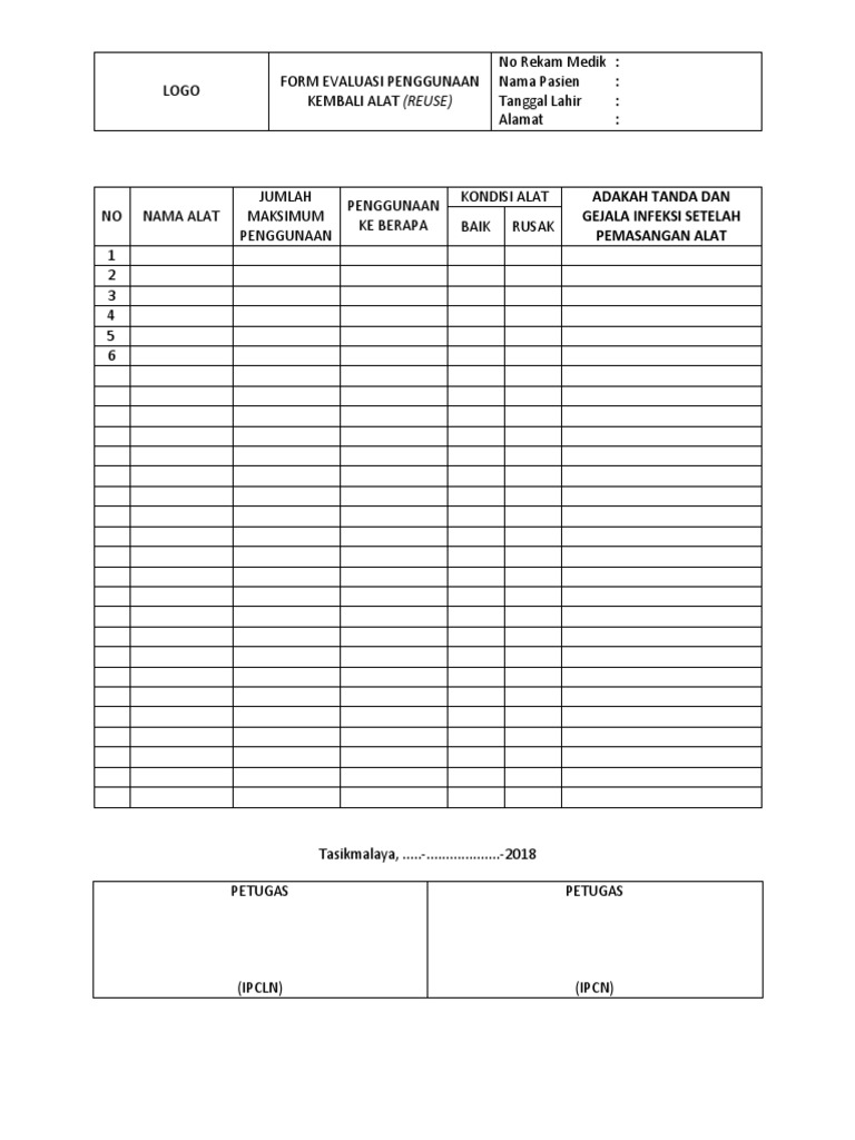 Form Evaluasi Penggunaan Alat Reuse | PDF