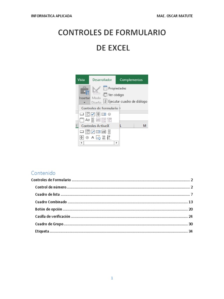 Guía de Controles de Formulario Excel | PDF | Point and Click ...