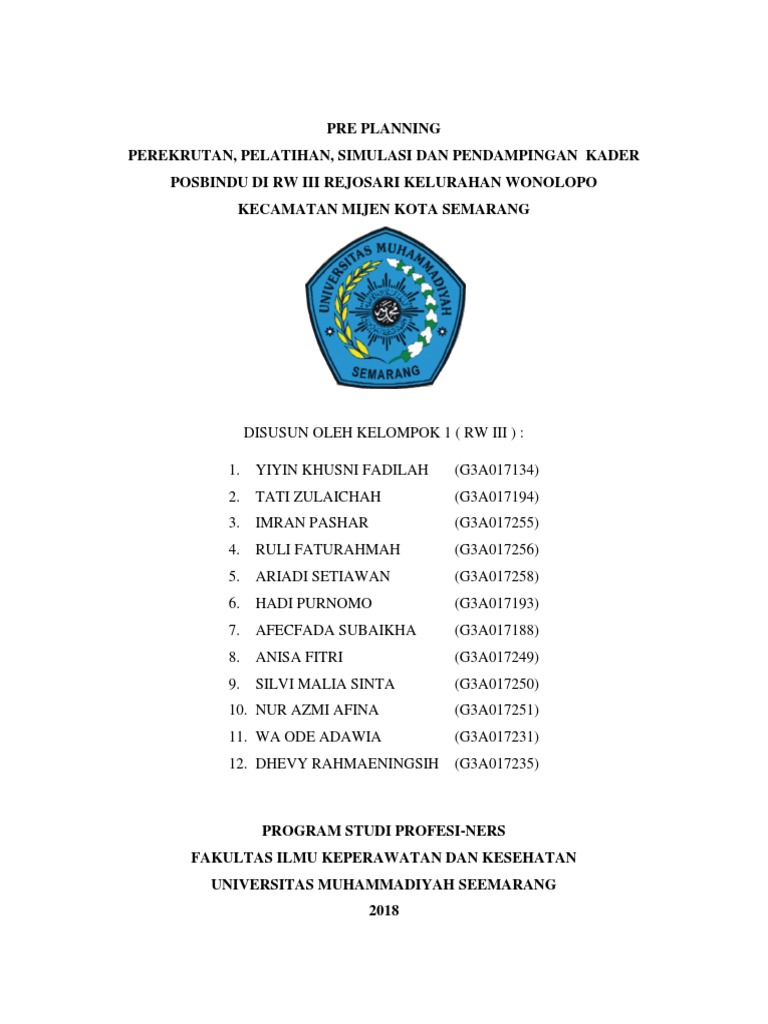 Pre Planning Posbindu | PDF