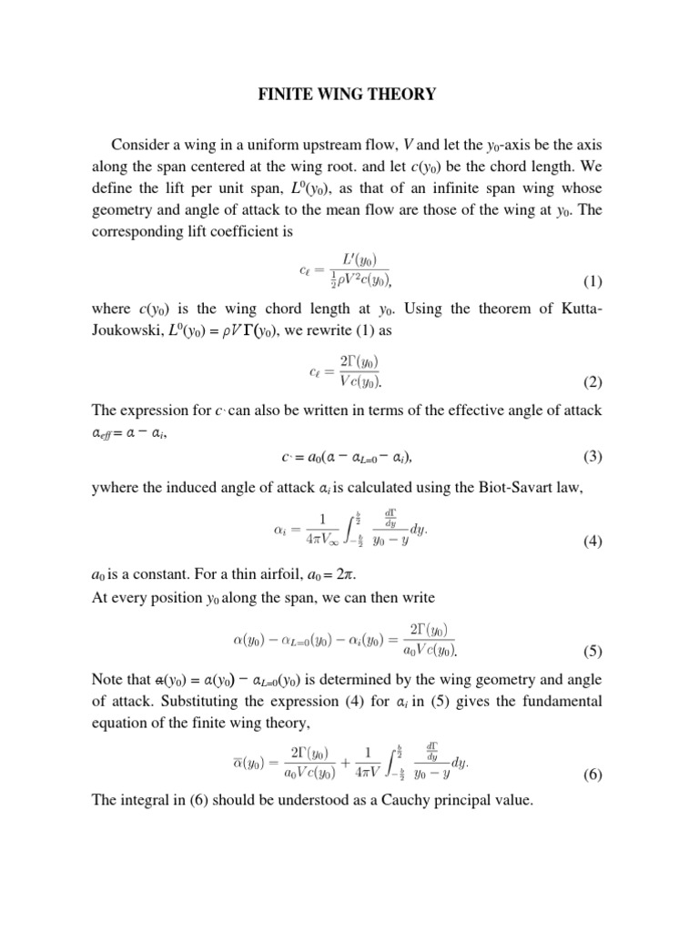 Finite Wing Theory: ' Eff I ' L 0 I | PDF | Lift (Force) | Mach Number
