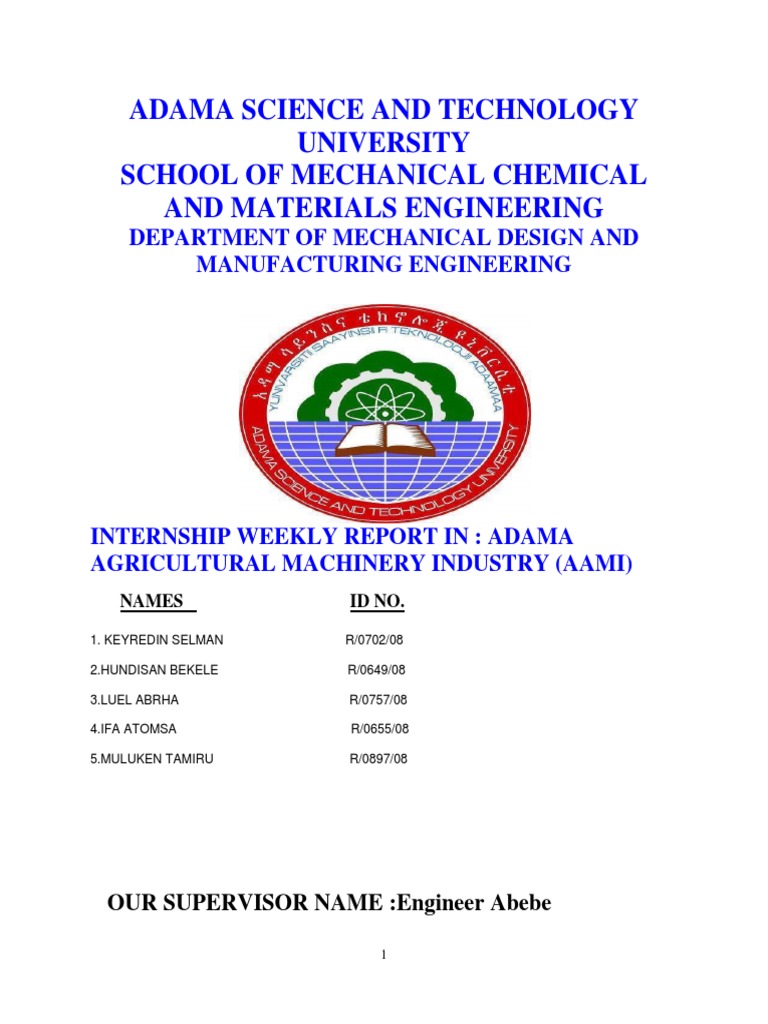 Adama Science and Technology University School of Mechanical Chemical and Materials Engineering ...