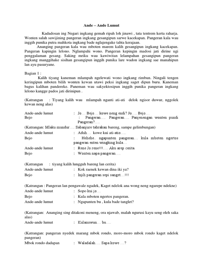 Ande-Ande Lumut: Kisah Pangeran dan Klenting Kuning | PDF
