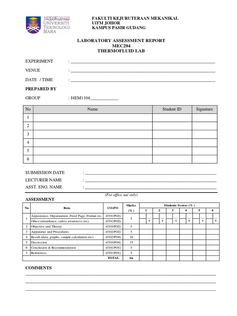 Lab Report Cover Page Template | PDF | Evaluation Methods