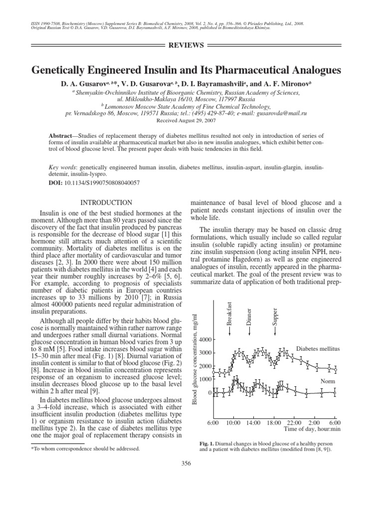 Genetically Engineered Insulin and Its Pharmaceutical Analogues | PDF ...