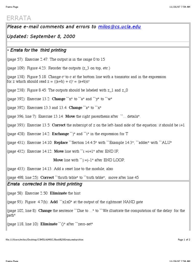 Errata: Please E-Mail Comments and Errors To Updated: September 8, 2000 - Errata For The Third ...