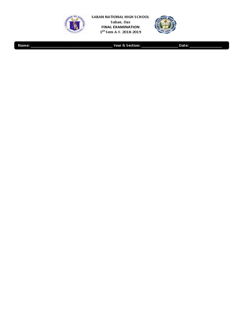 Name: - Year & Section: - Date | PDF